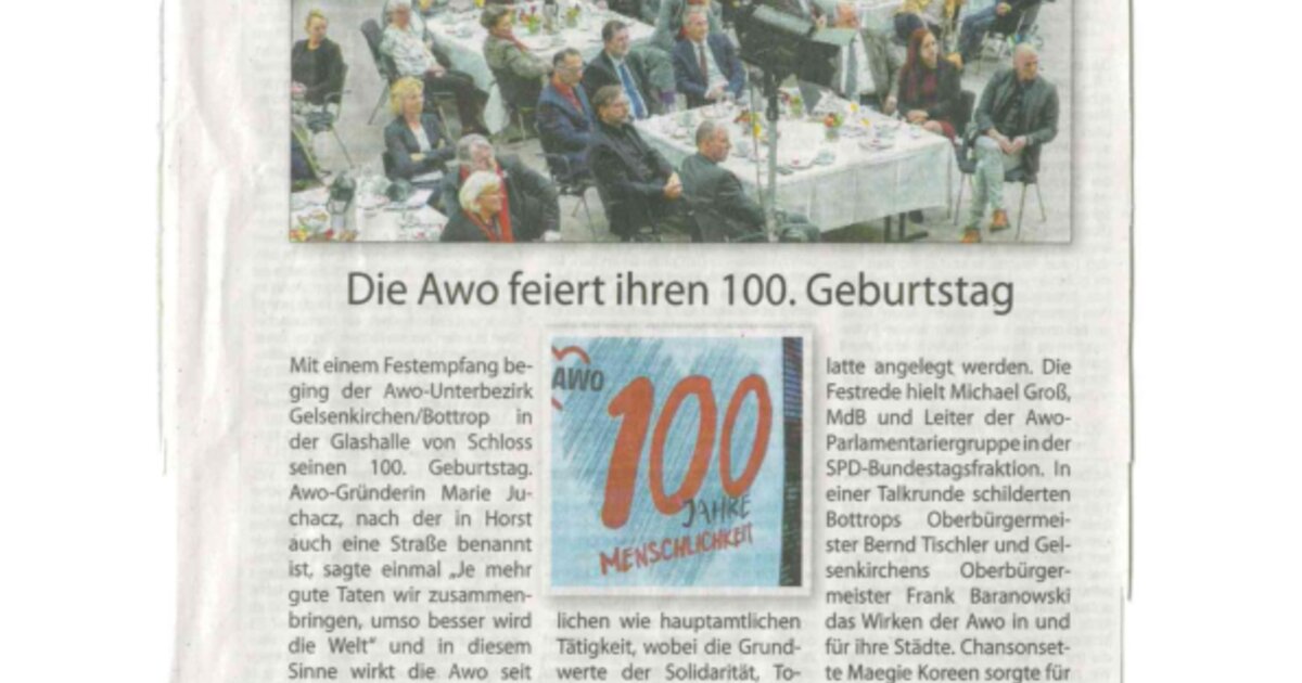 Die AWO feiert ihren 100. Geburtstag - AWO Gelsenkirchen / Bottrop